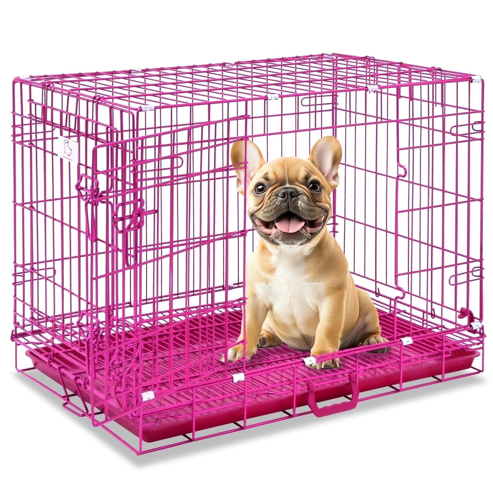 Homey Pet 30 Inch Collapsible Dog Crate Small, Medium Dog Cage Fuchsia ...