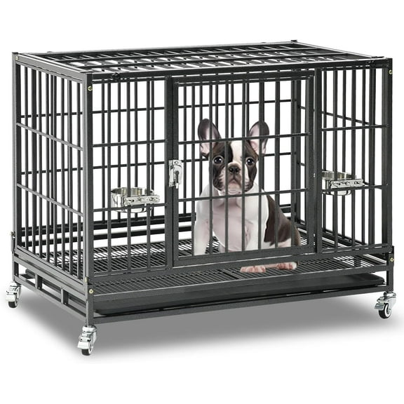 37 inch Stackable Heavy Duty Dog Crate Indestructible Escape Proof Dogs ...