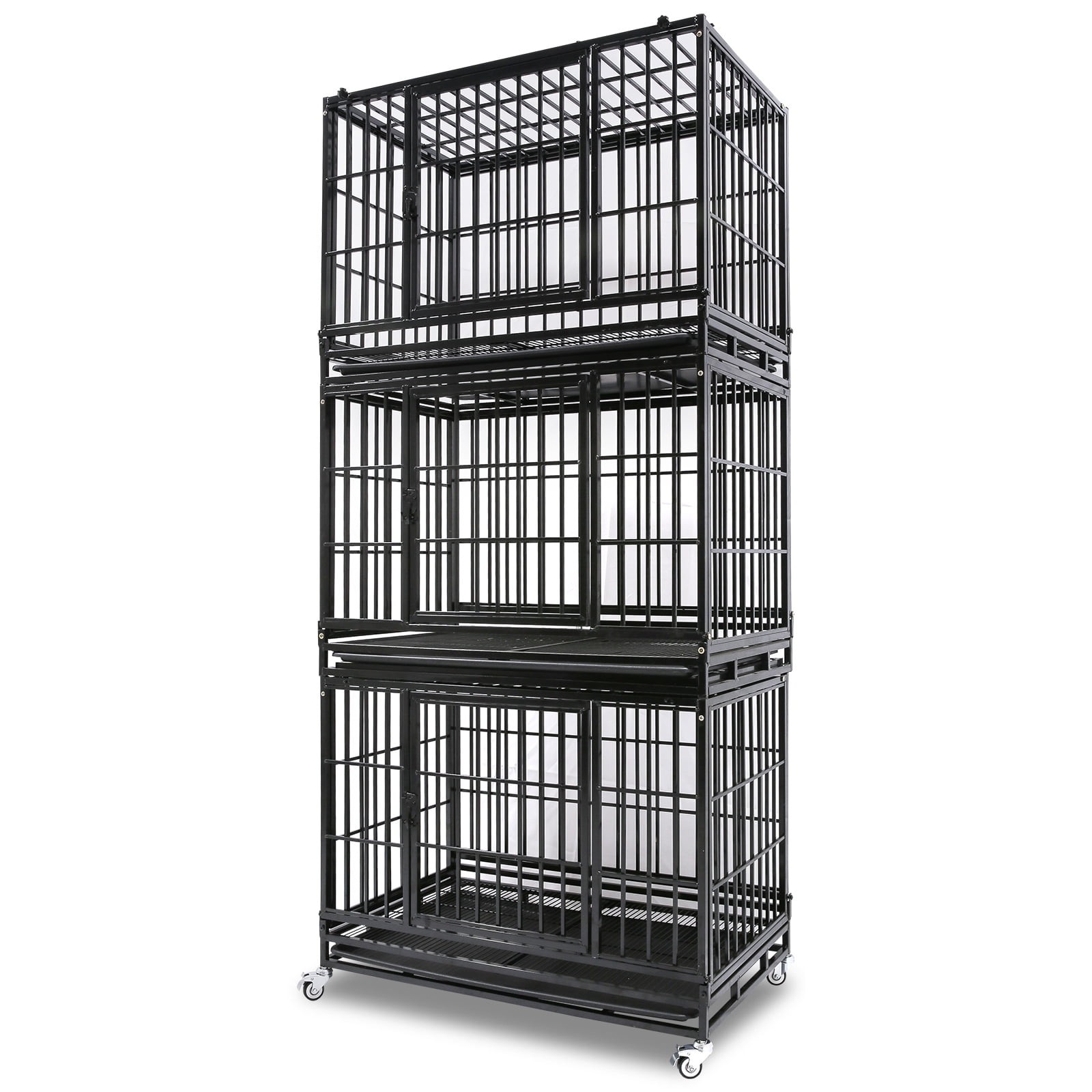 Homey Pet 37 Inch Stackable Heavy Duty Dog Crate Indestructible, Escape ...