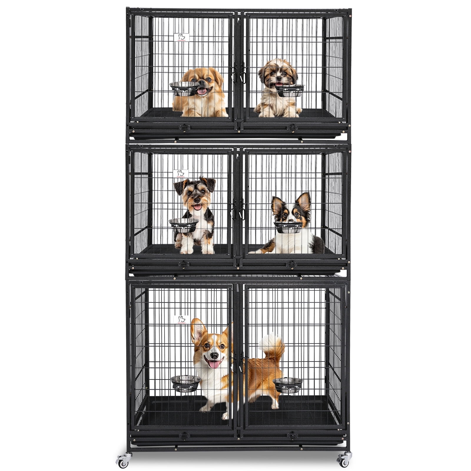 Homey Pet 43 Inch Stackable Heavy Duty Dog Crate Cage Kennel with ...
