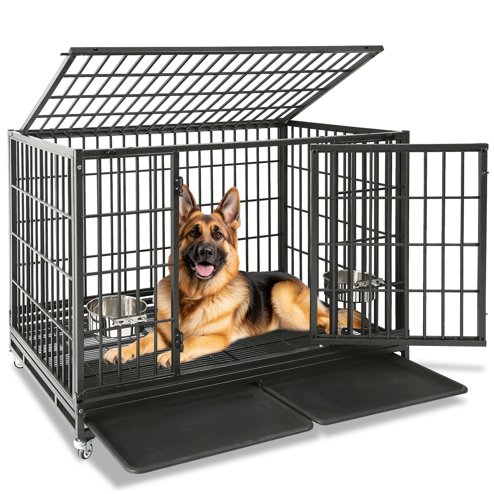 Homey Pet 48 Inch Stackable Heavy Duty Dog Crate Indestructible, Escape ...