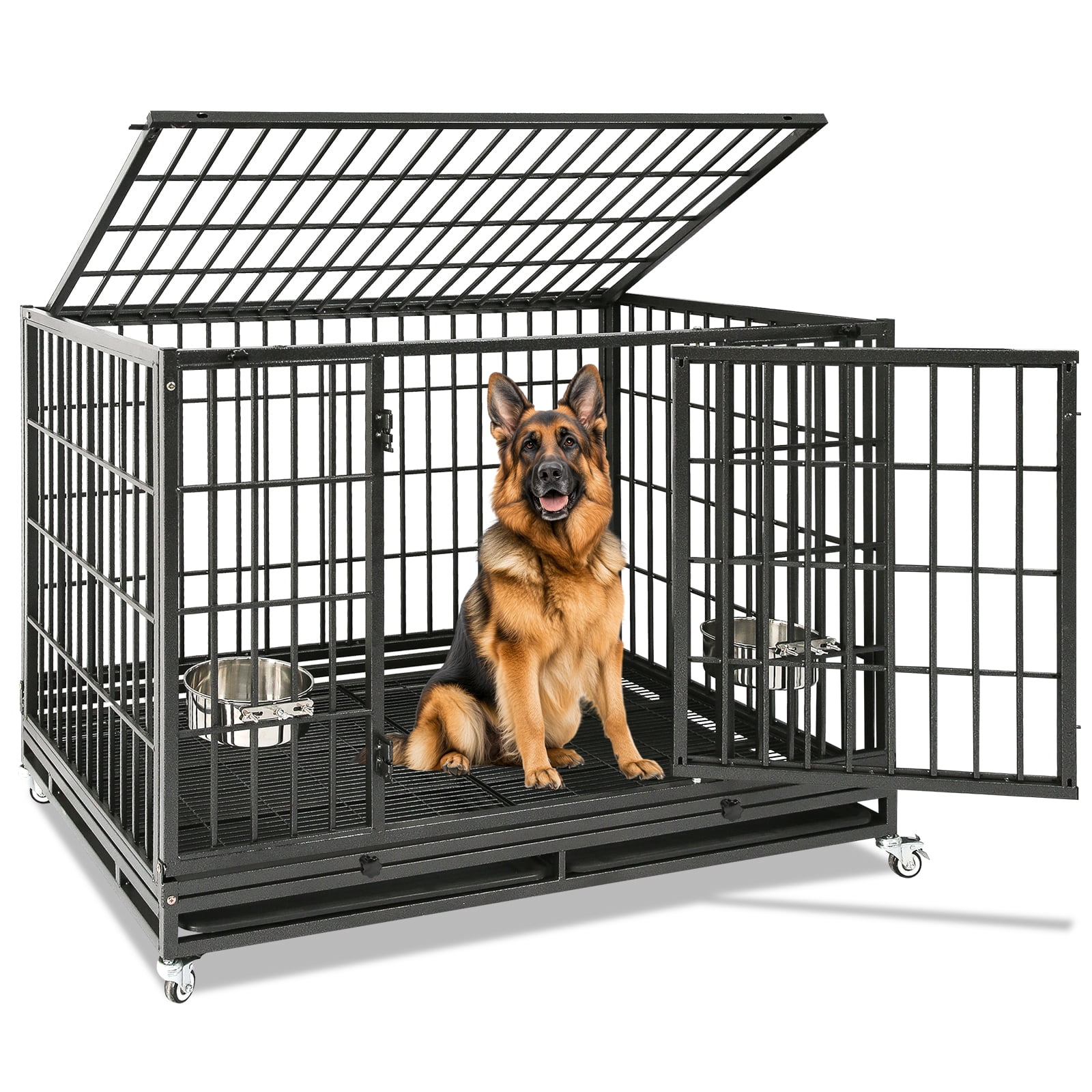 Homey Pet 47 Inch Stackable Heavy Duty Dog Crate, Indestructible Escape ...