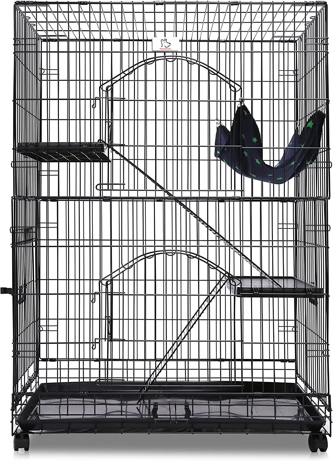 Homey Pet 51" Cat Crate, 3-Tier Cat Enclosures for Medium-Sized Cat w ...