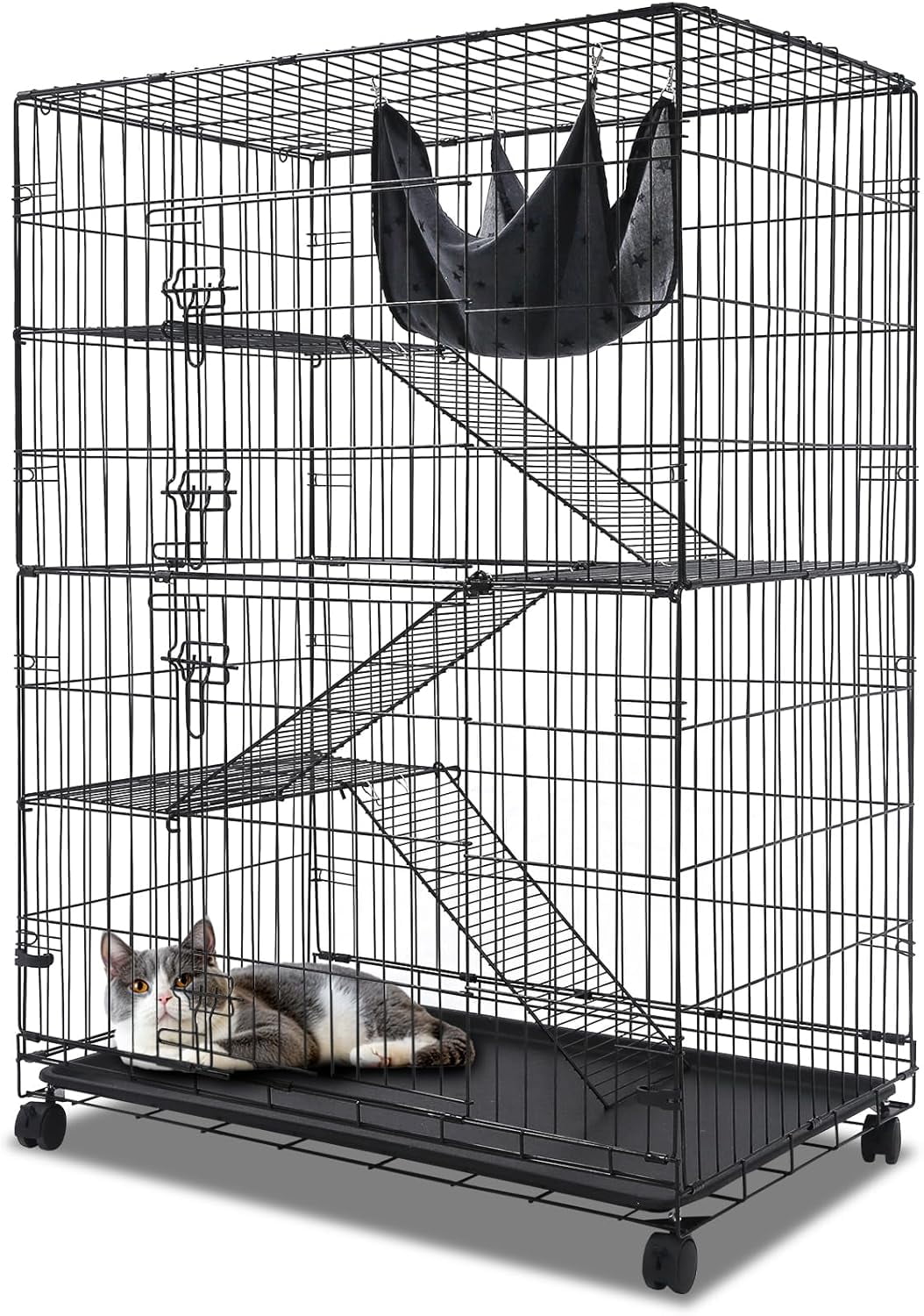 Homey Pet 51 Inch Cat Cages Indoor, Large 4-Tier Cat Crates for Indoor ...
