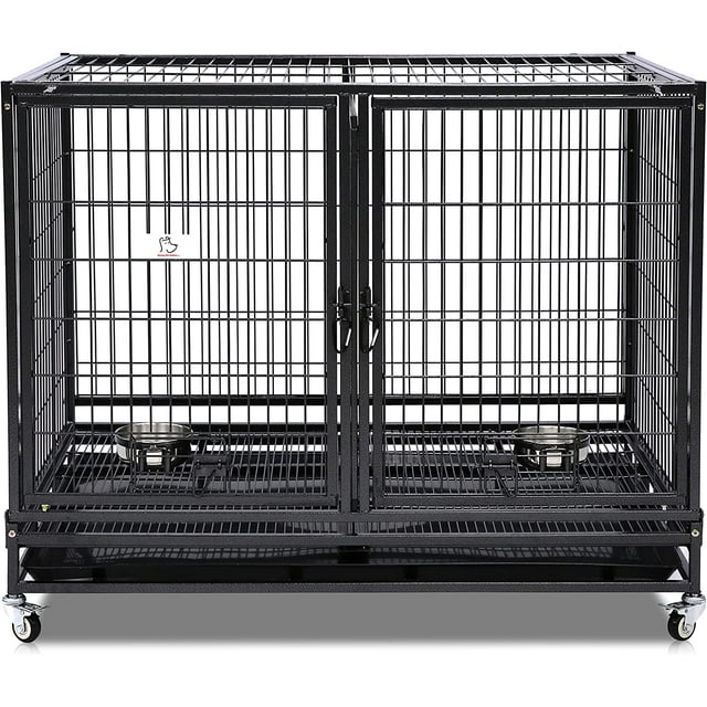 Homey Pet Stackable Dog Cage with Wheel, Divider & Tray, 43"L x 29"W x ...