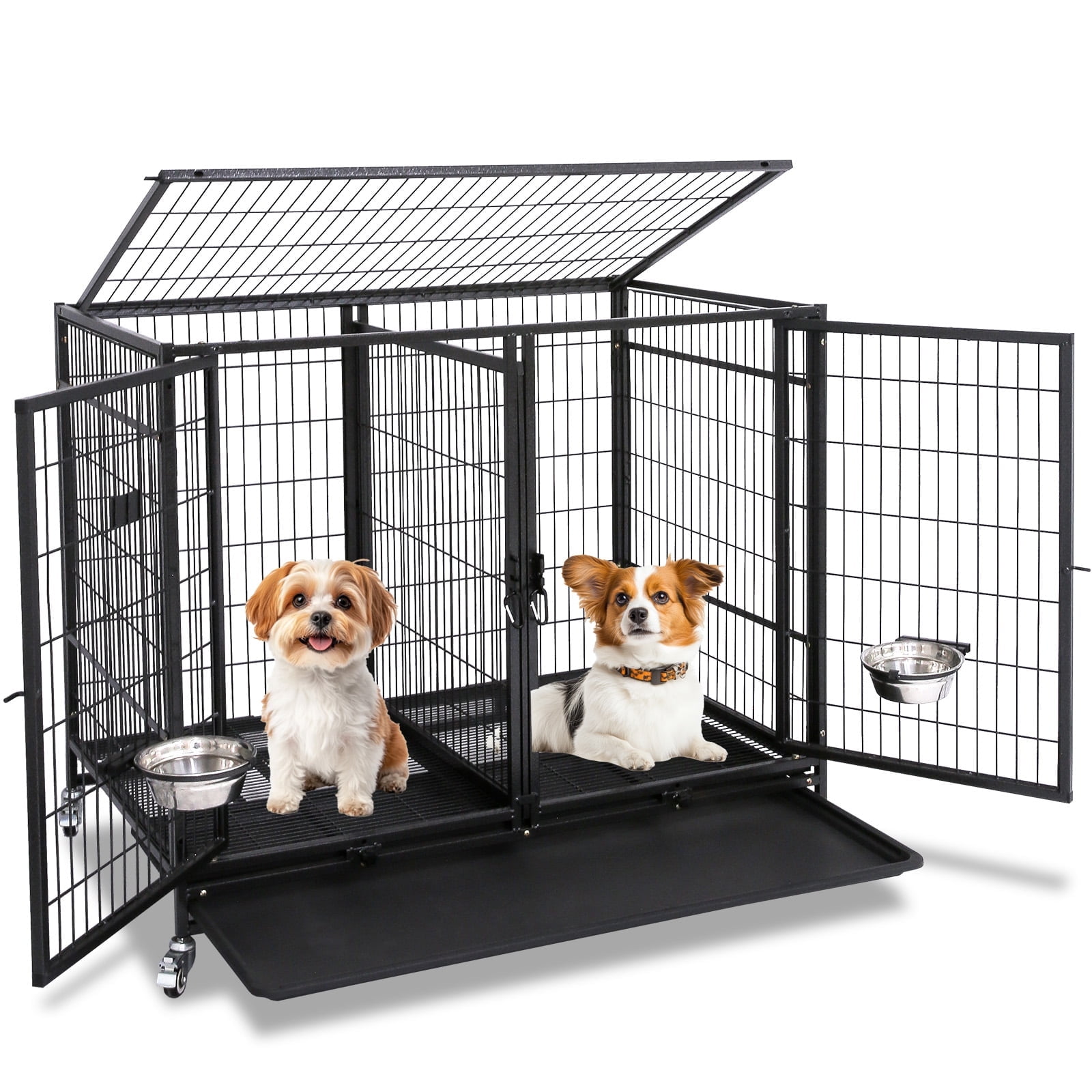 Free Shipping! Homey Pet Stackable Dog Cage with Wheel, Divider, & Tray ...