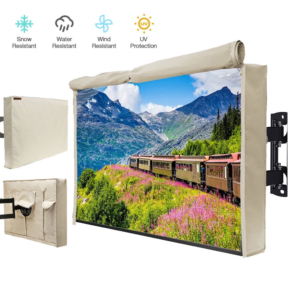 Homeya 42" x 4.5" x 26.5" Beige Patio TV Cover, Waterproof - Walmart.com
