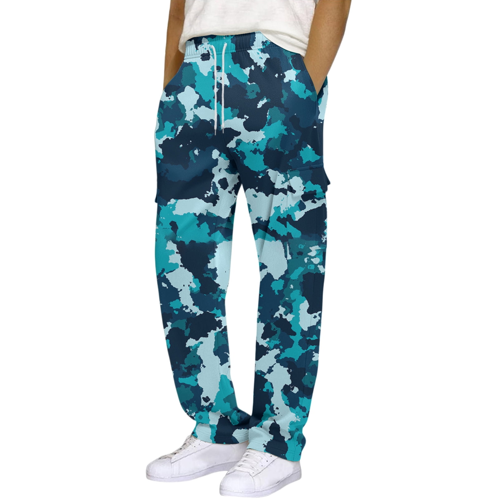 Homeyce Cargo Sweatpants for Men Open Bottom Wide Leg Sweatpants with ...