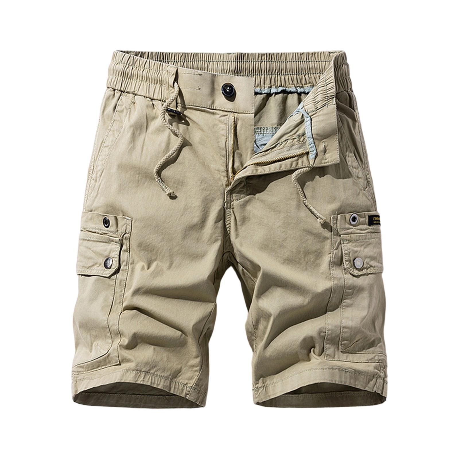 Homeyce Khaki Cargo Shoes Men Knee Length Stretch Waist Cargo Pants ...