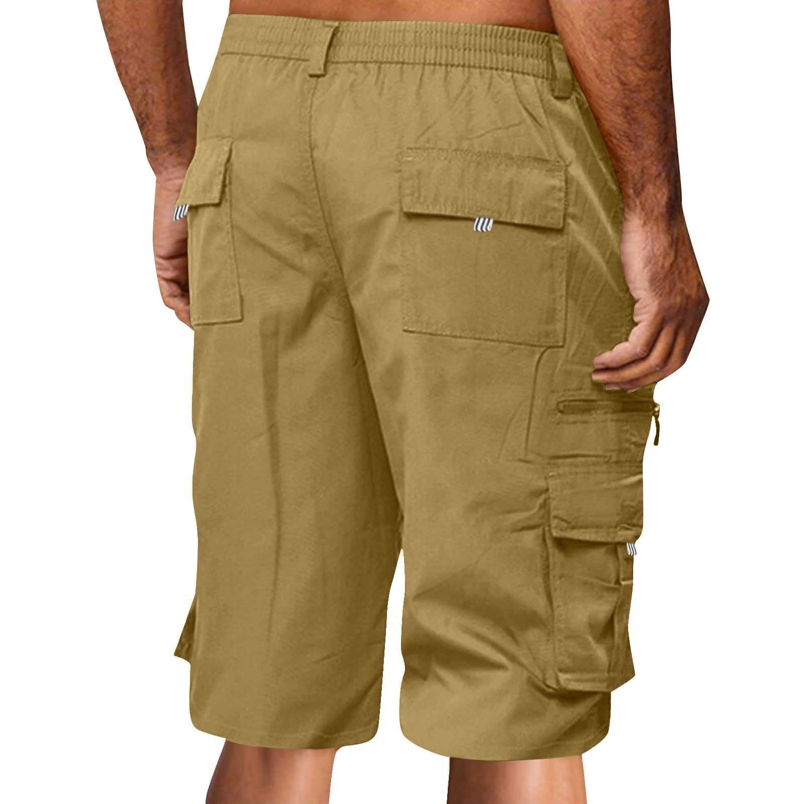 Homeyce Knee Length Cargo Shorts for Men Elastic Waist Multi Pockets ...