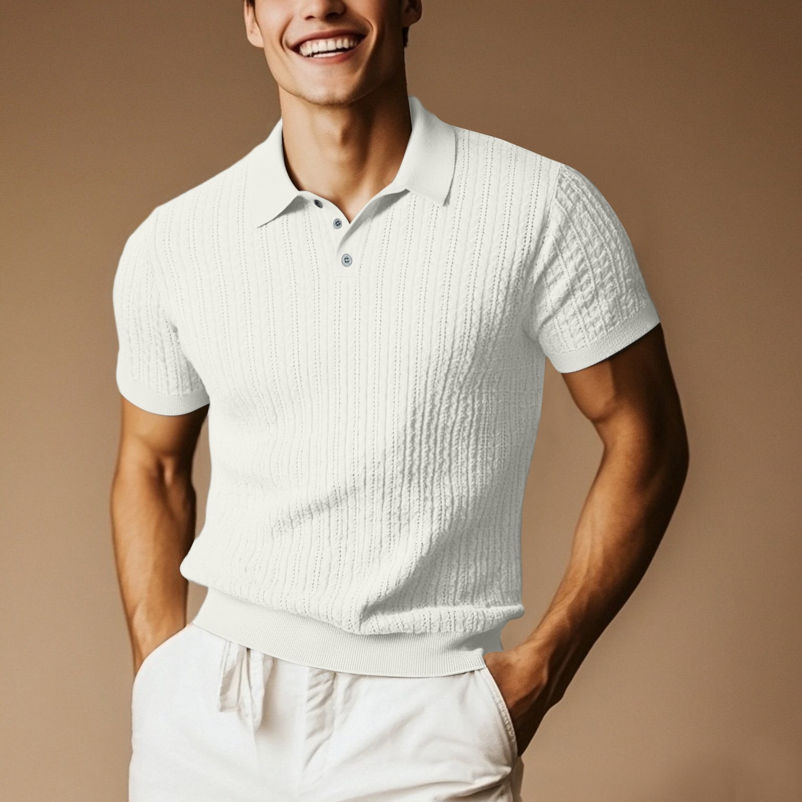 Homeyce Knit Polo Shirts for Men Short Sleeve Collared Polo Shirts ...