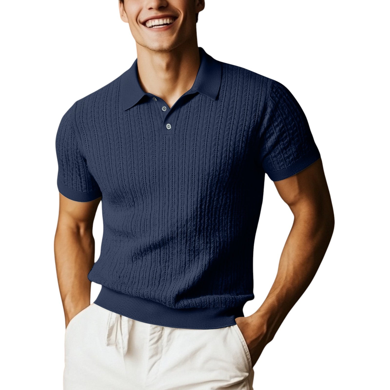 Homeyce Men's Polo Shirts Short Sleeve Collared Polo Shirts Ribbed ...