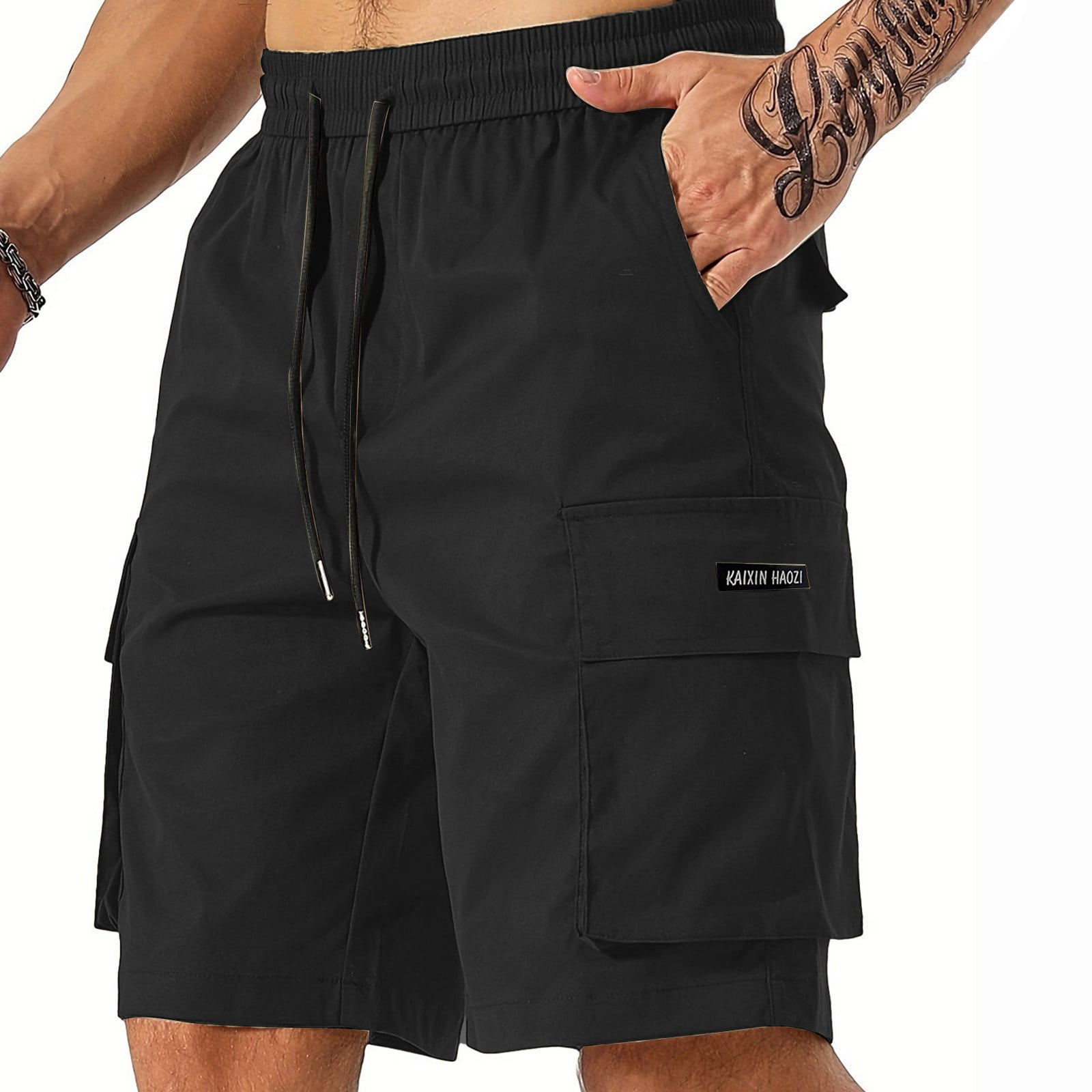 Homeyce Men's Stretch Military Shorts Knee Length Elastic Waist Cargo ...