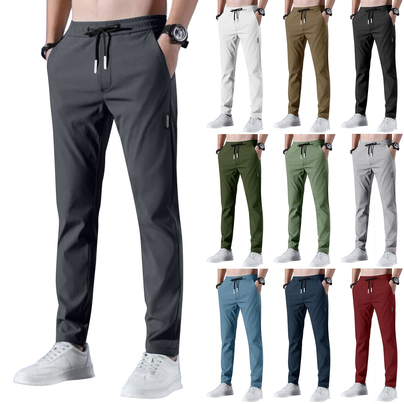 Homeyce Mens Bevawear Glide Pants Ultra Stretch Quick Dry Elastic Waist ...