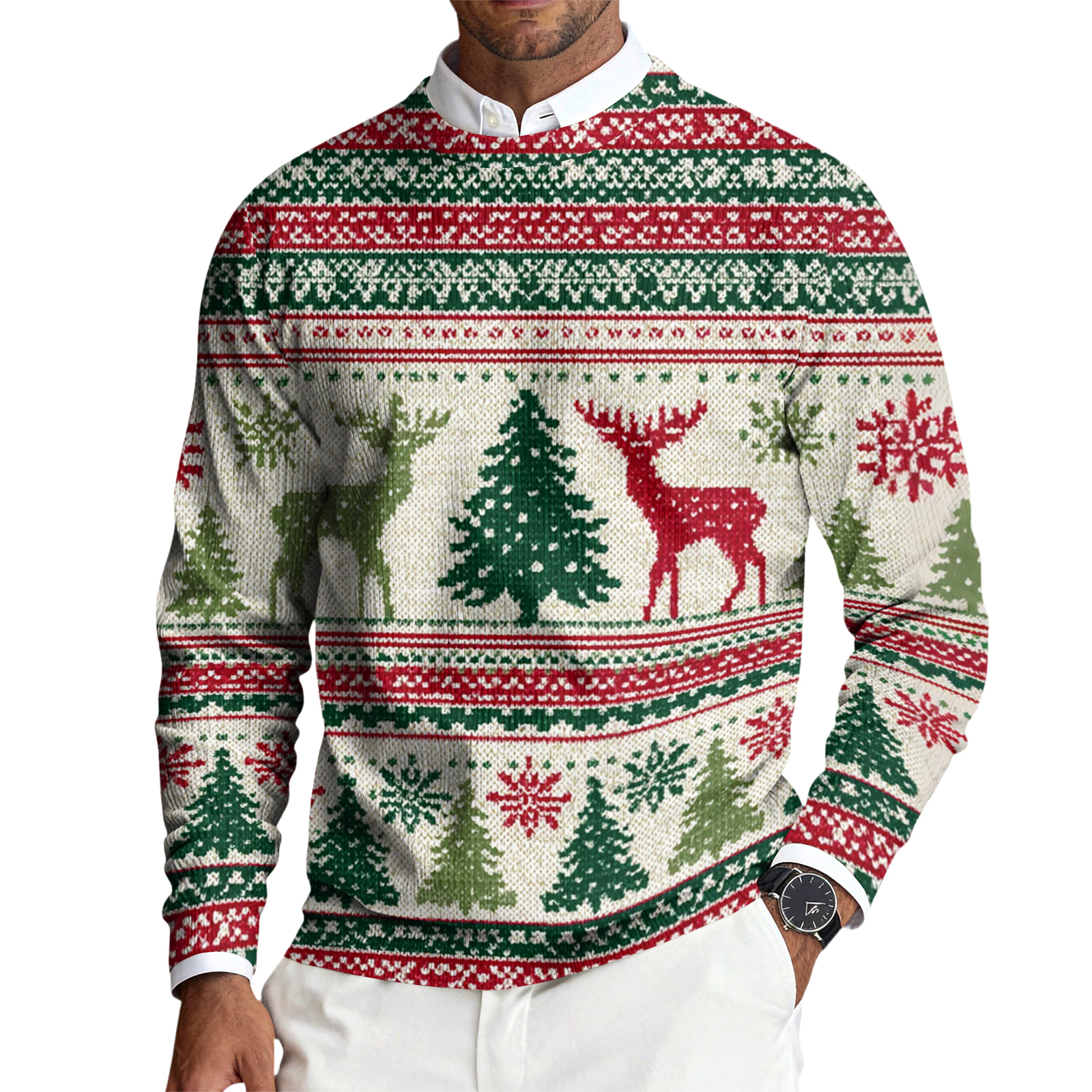 Homeyce Mens Christmas Sweater Crew Neck Soft Knitted Sweaters Fall ...