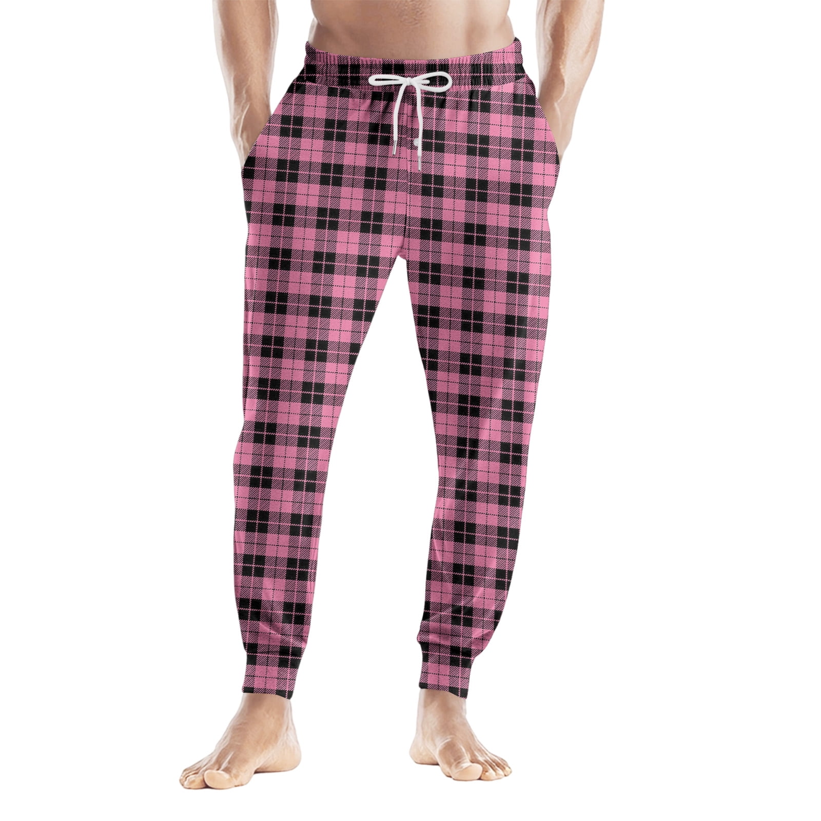 Homeyce Mens Cotton Pajama Pants Plaid Elastic Waist Pajama Pants with ...