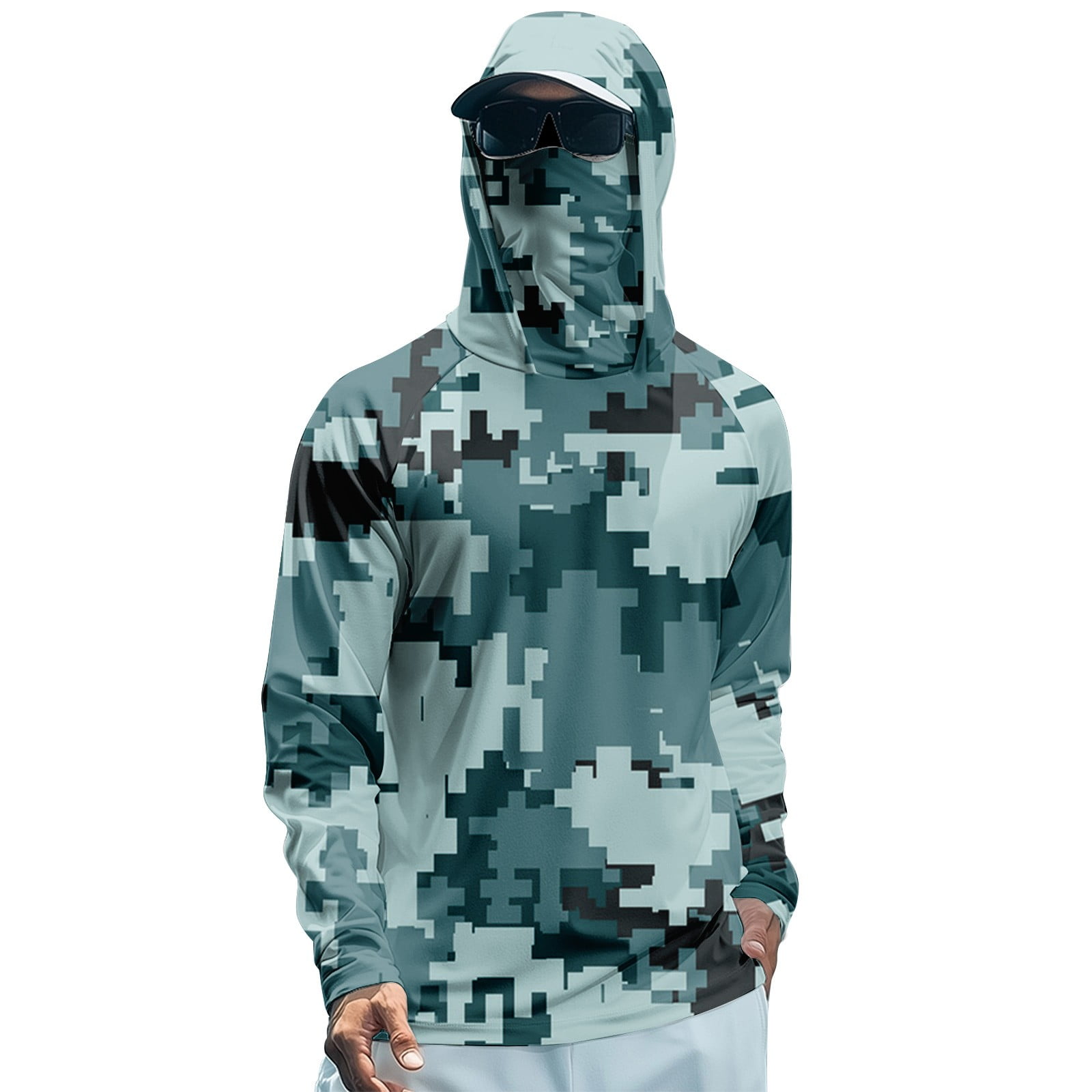 Homeyce Mens Hooded Sun Shirt with Mask Spf Uv Upf 50+ Rash Guard ...