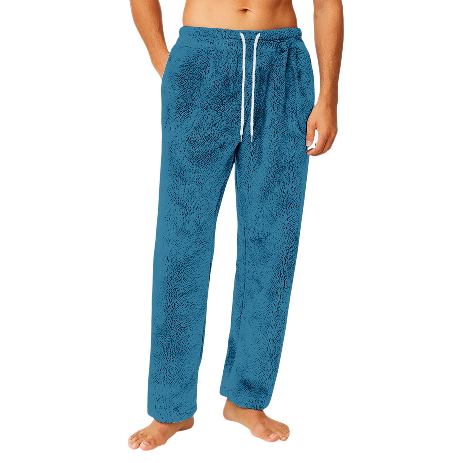 Homeyce Mens Plush Warm Pajama Pants Flannel Fleece Solid Color ...