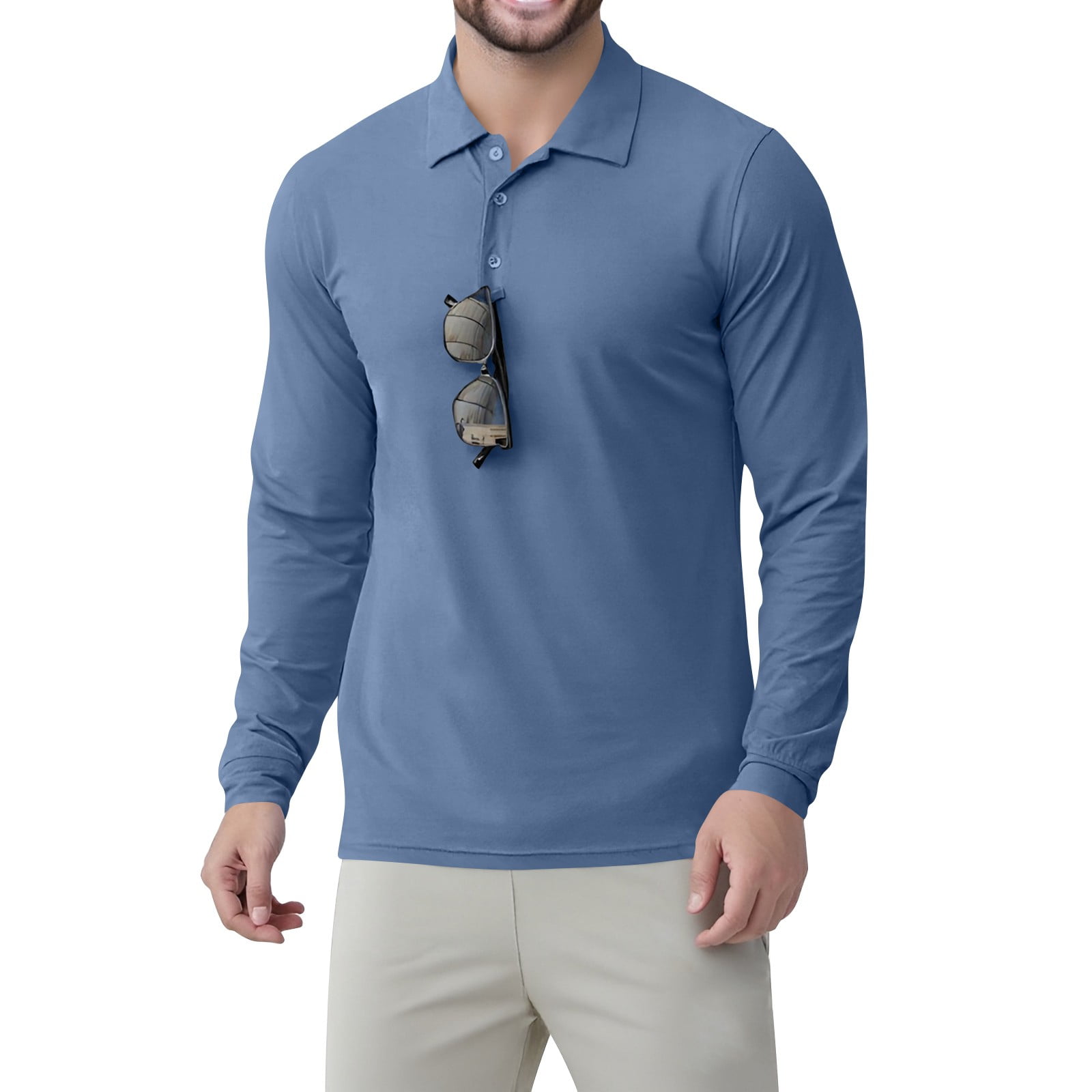 Homeyce Mens Polo Shirts Long Sleeve with Buttons Shirts Collared ...