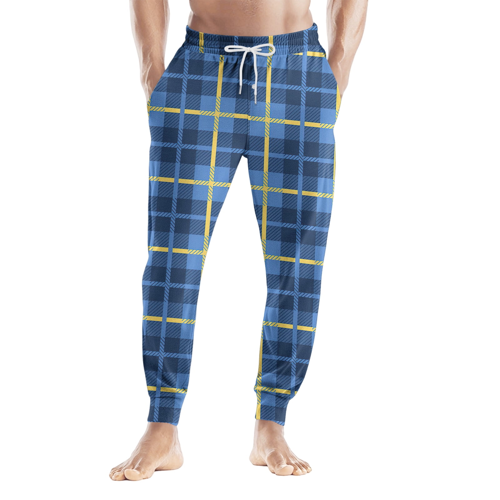 Homeyce Pajamas for Men Plaid Elastic Waist Pajamas Pants with Pockets ...