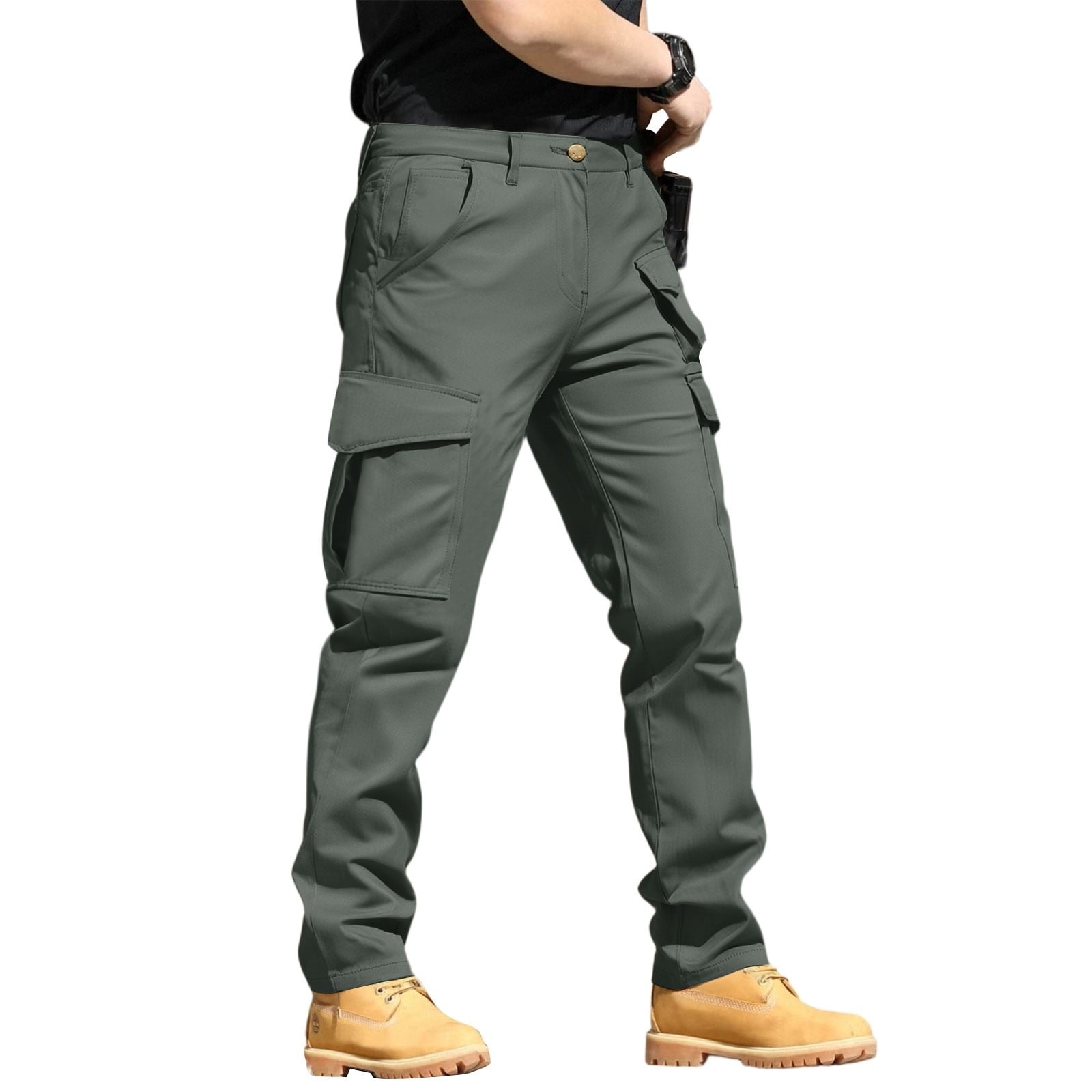 Homeyce Work Pants for Men Durable Ripstop Elastic Waist Cargo Pants ...