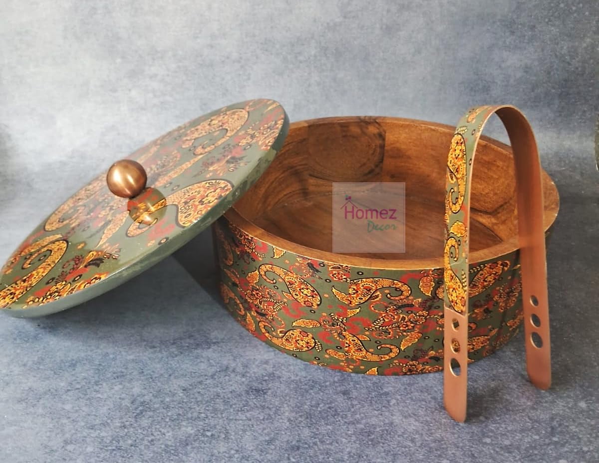 Homez Decor Wooden Printed Casserole for Chapati Roti Hot Box for ...
