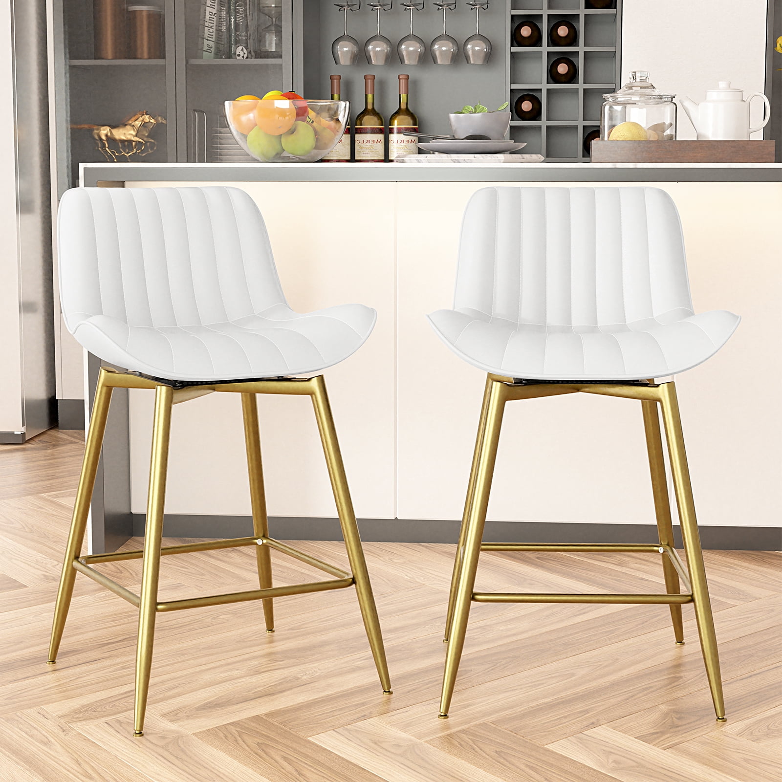 Homezeer 24" Swivel Counter Height Bar Stools Set 2 for Kitchen Metal ...