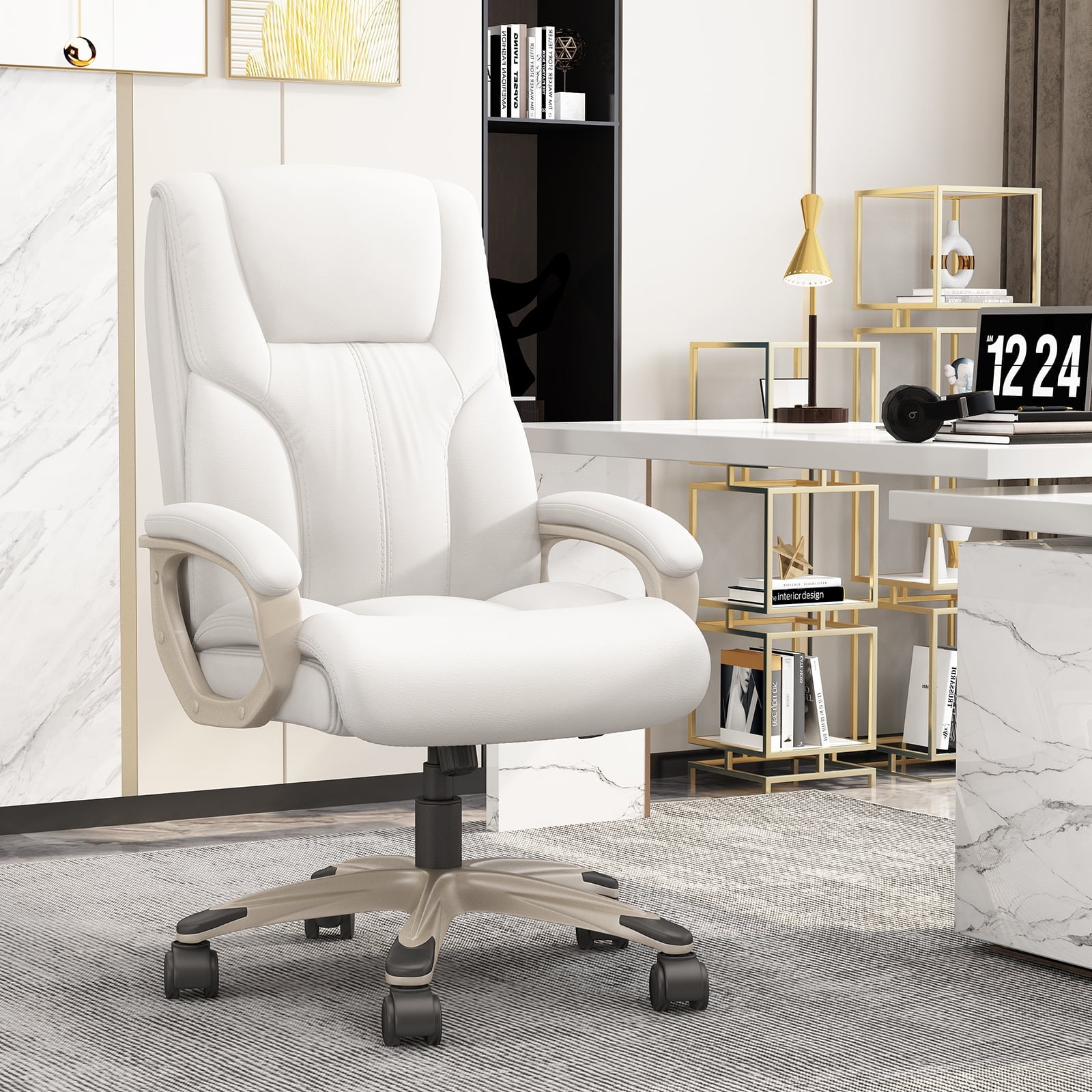 Homezeer Leather Executive Office Chair, High Back with Arms, Heavy ...