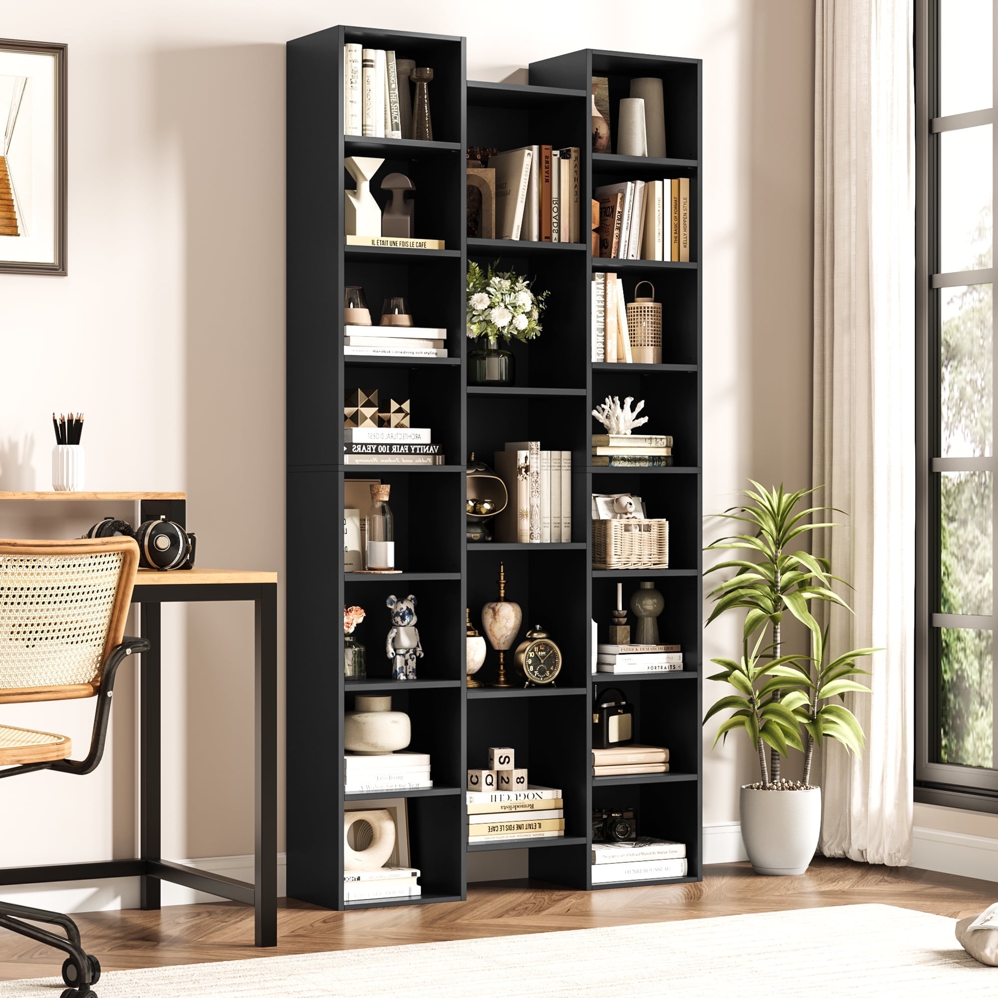 Homfa 21-Cube Bookcase and Bookshelves with Adjustable Shelves, Triple ...