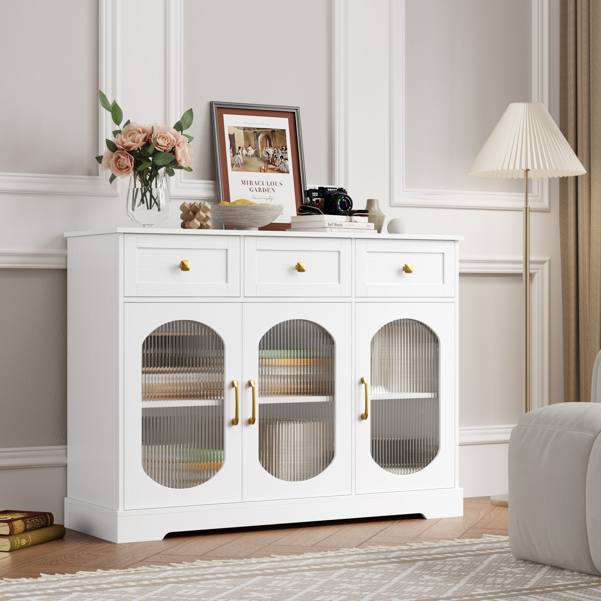 HomCom Modern Kitchen Credenza & Sideboard Buffet Cabinet with 2 ...