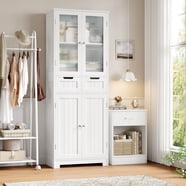 Homfa 67" Tall Bathroom Cabinet, Linen Cabinet with Doors and Removable ...