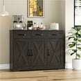 Homfa 42.5’’ Kitchen Buffet, 3-Drawer Wooden Sideboard with Adjustable Shelf, Dark Brown ...