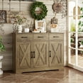 Homfa 42.5’’ Wooden Kitchen Buffet, 3 Drawers, Adjustable Shelf, Rustic ...