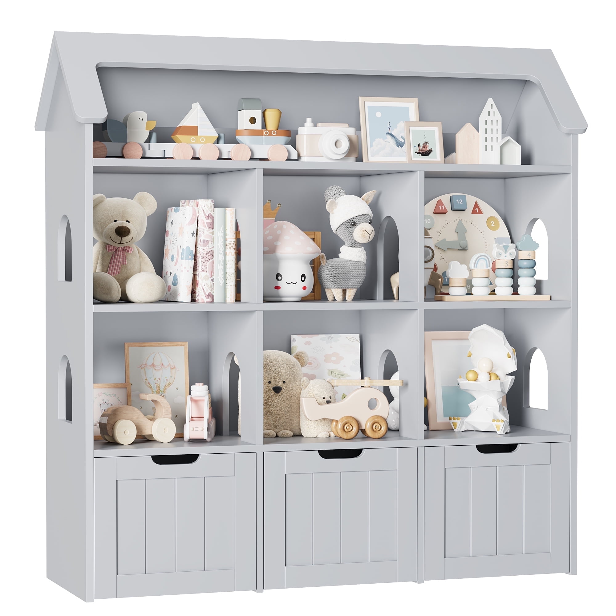 Homfa 46.3”H Kids Storage Organizer with 3 Removable Drawers, 6 Cube ...