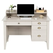 Natwind Two Person Desk with Storage Shelves, Double Desk with PC case ...