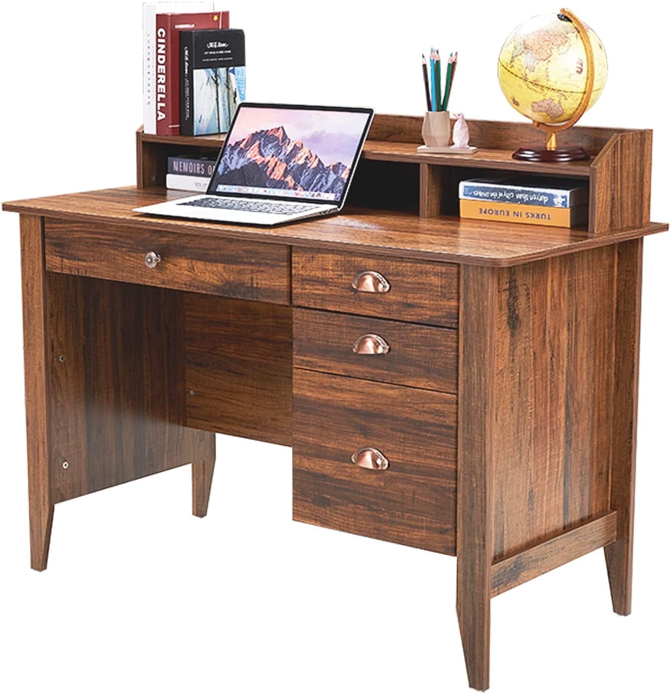 Homfa 47'' Executive Computer Desk with Drawers & Hutch, Home Office ...
