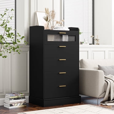 Homfa Tall 6 Drawer Dresser, Big White Wood Storage Cabinet, Wide Stand ...
