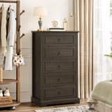 Homfa 5 Drawer Tall Dresser, Wooden Assembled Deep Storage Cabinet ...