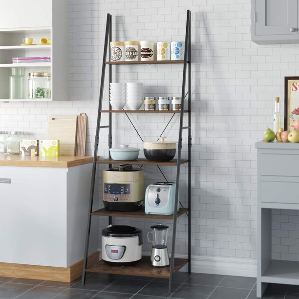Homfa 5 Tier Ladder Display Shelf for Kitchen, Modern Metal Frame ...