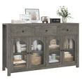 Homfa 55'' Sideboard Buffet, Kitchen Storage, 3 Drawers, 4 Glass Doors ...