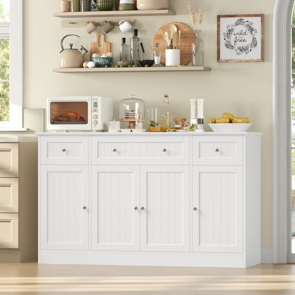 45" Buffet Sideboard Cabinet, Coffee Bar with a Open Space, 3 Doors ...