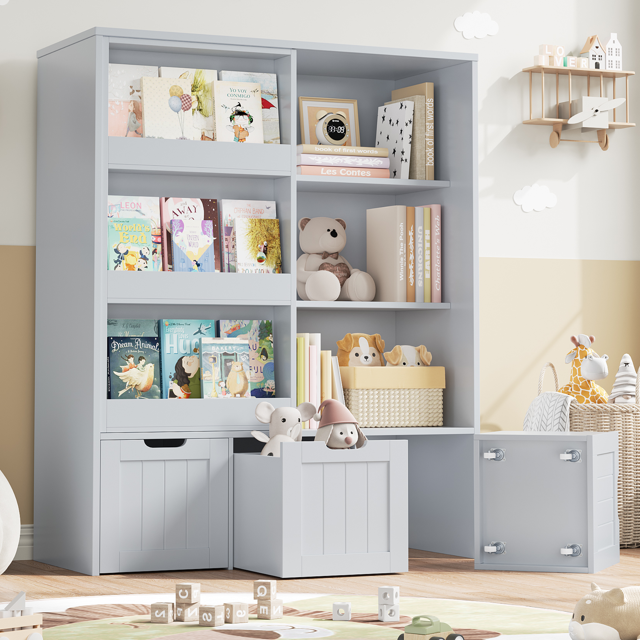 Homfa 6 Cube Toy Storage Organizer with Sliding Rack, Kids Bookcase and ...