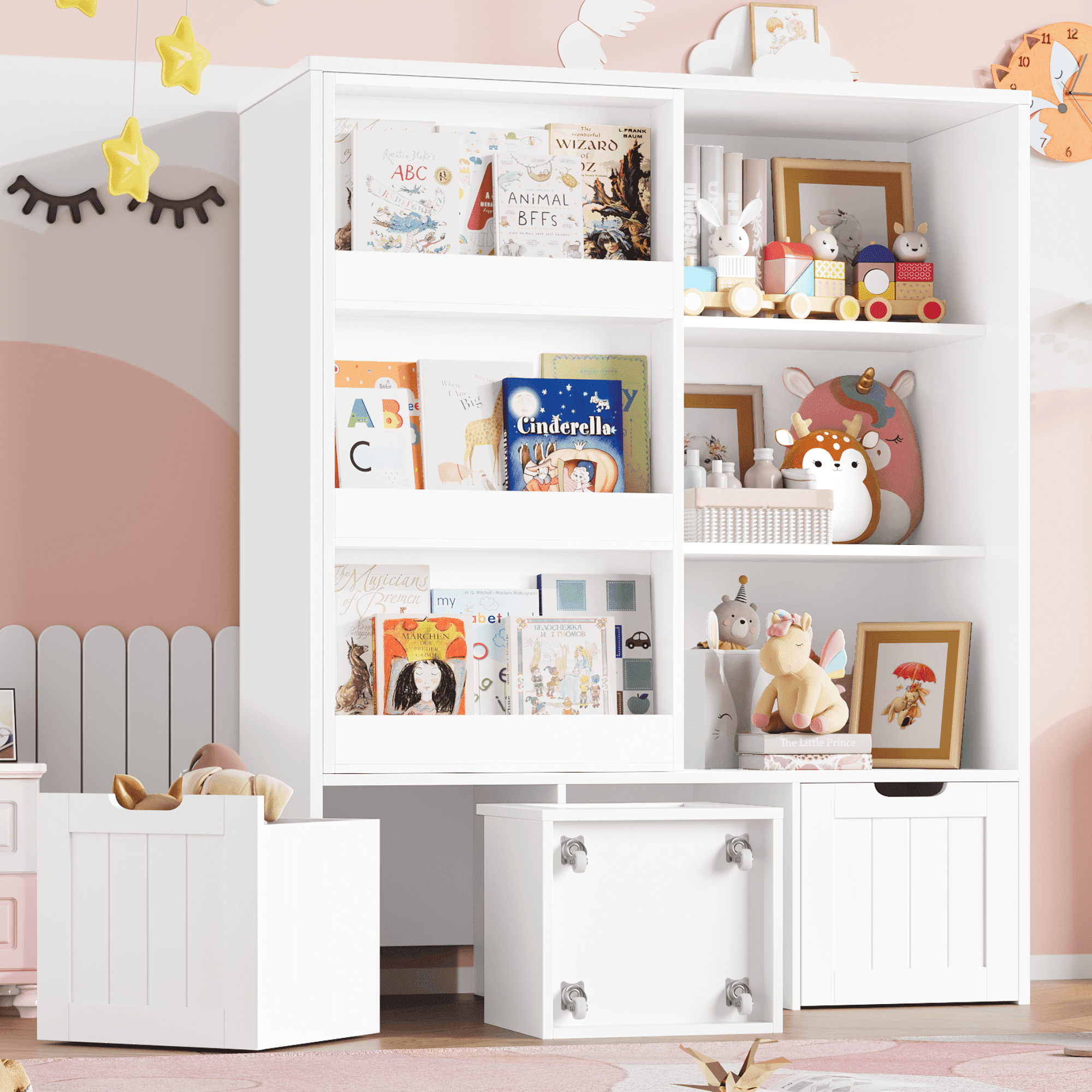 Homfa 6 Cube Toy Storage, Cube Organizer with Sliding Rack, 3 Drawer ...