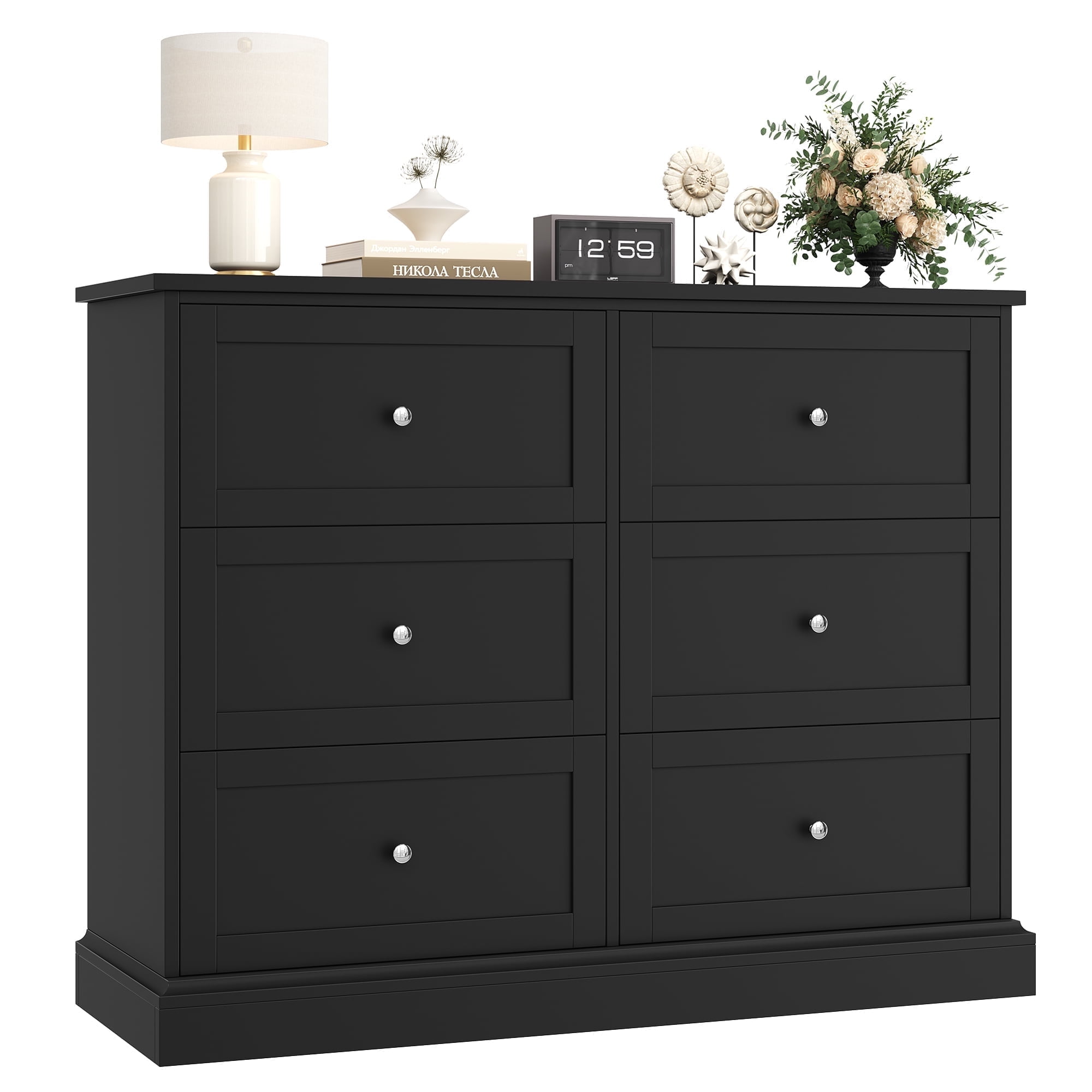 Homfa 6 Drawer Double Dresser, Wood Storage Cabinet for Living Room ...