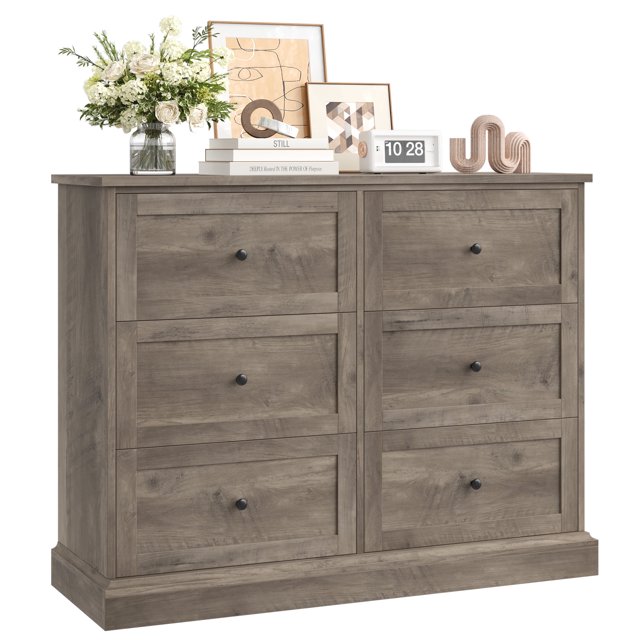 Homfa 6 Drawer Double Dresser , Wood Storage Cabinet for Living Room ...