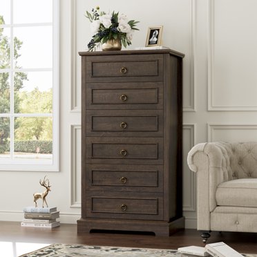 Homfa 47'' Wide 6-Drawer Double Dresser, Vertical Storage for Small ...