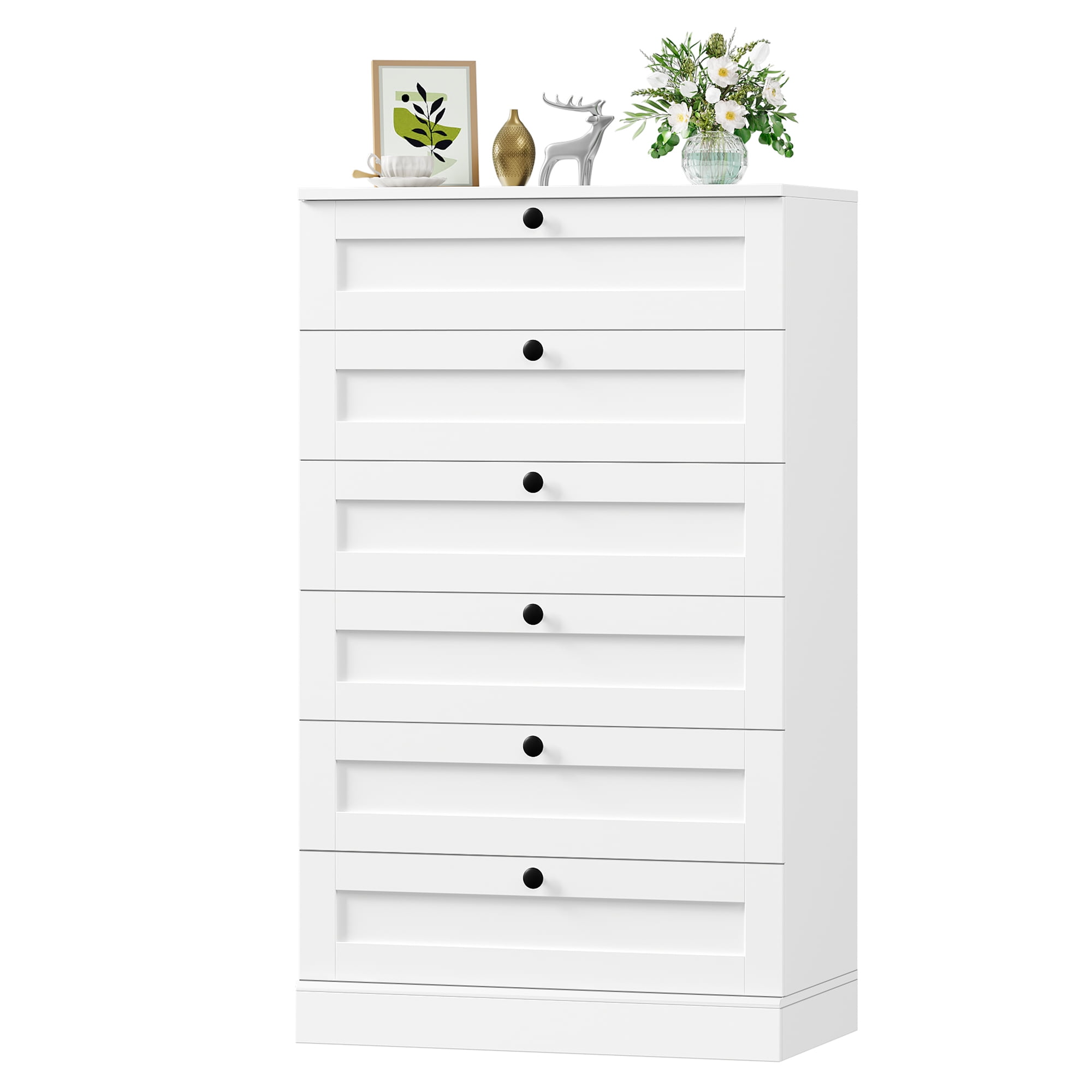 Homfa 6 Drawer Vertical Dresser, Tall Narrow Wood Storage Cabinet for ...