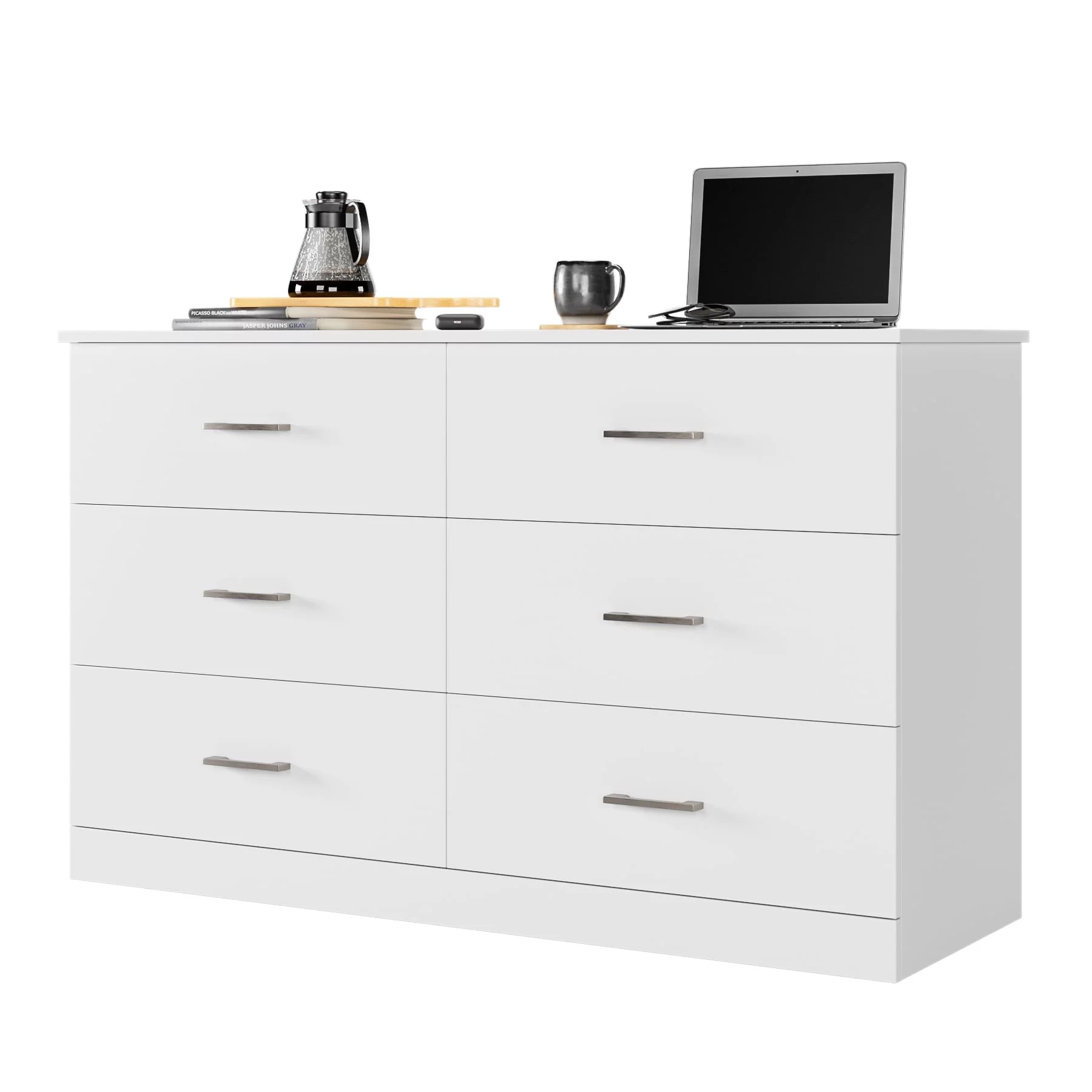 Pemberly Row Modern Contemporary 6 Drawer Wide Double Bedroom Dresser ...