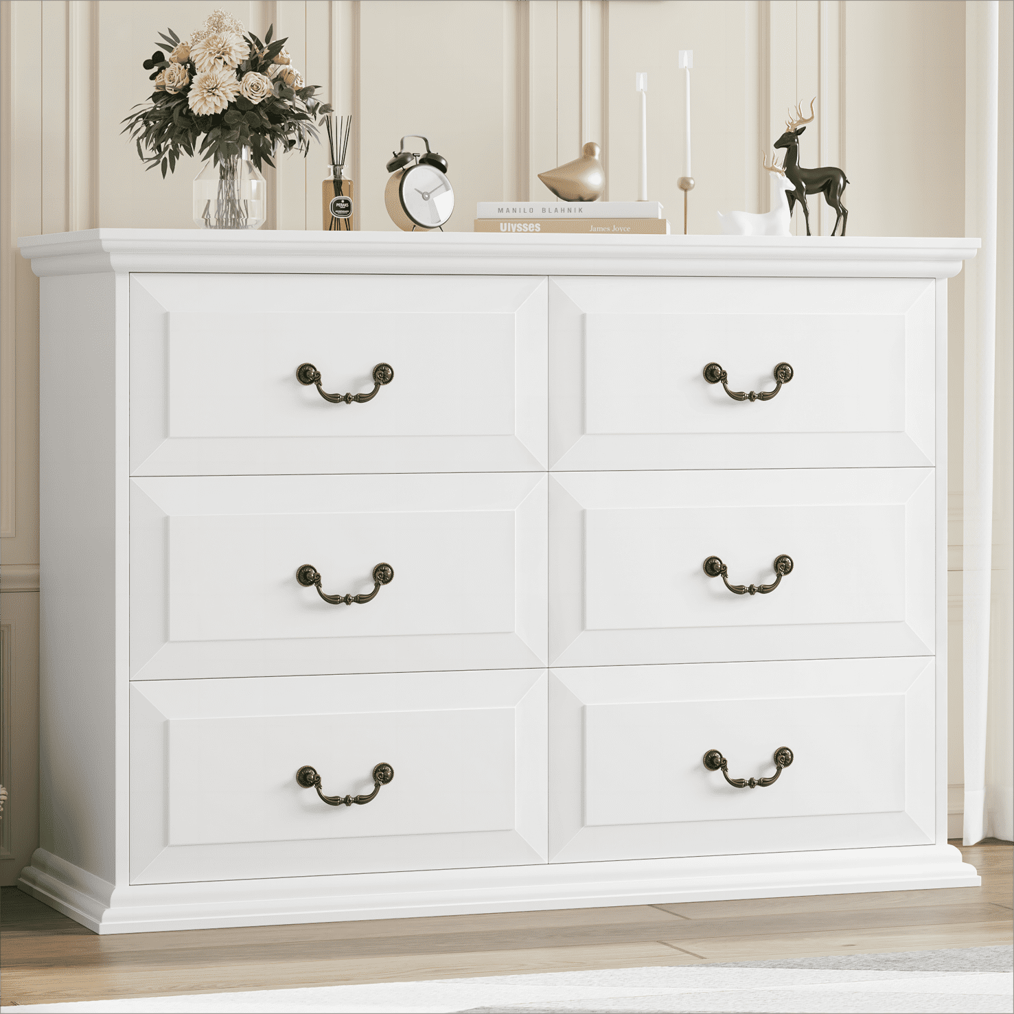 Homfa 6 Drawer White Double Dresser for Bedroom, Classic Wood Dresser ... Homfa 6 Drawer White Double Dresser for Bedroom, Classic Wood Dresser ...