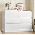 Homfa 6 Drawer White Double Dresser, Sleek Wave Panel Wood Chest for ...